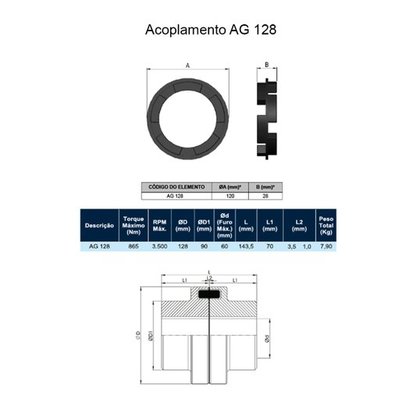 Borracha para Acoplamento AG 128 - Corremol
